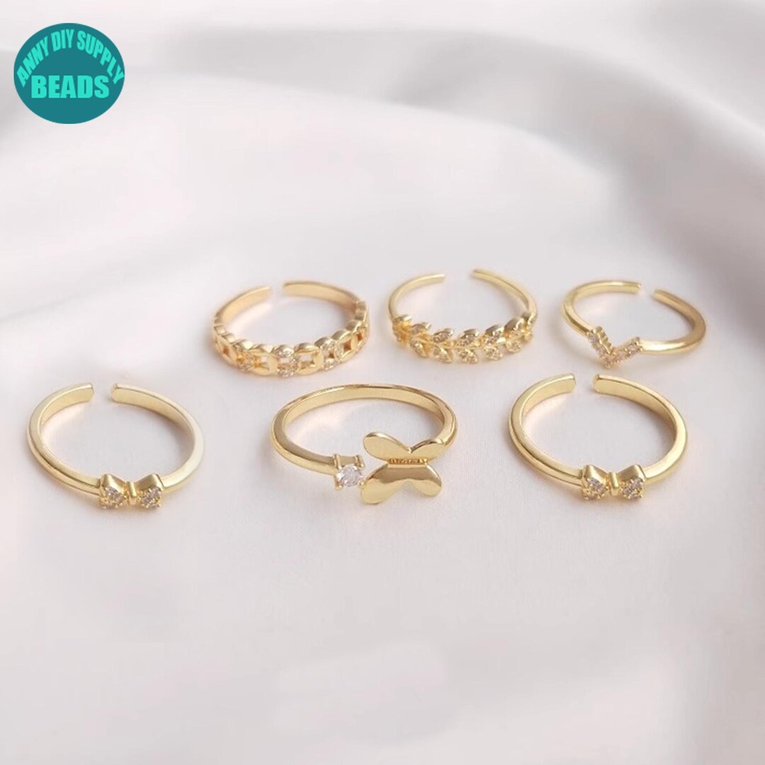 1PC 14K Real Gold Plated Brass Rings,adjustable Finger Ring 1PC 14K Real Gold Plated Brass Rings,adjustable Finger Ring