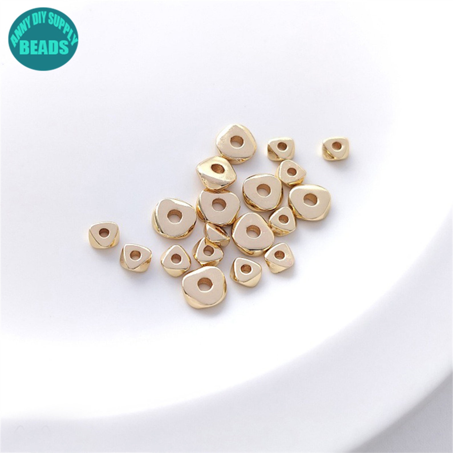 14k Gold Plated Brass Triangle Spacer Beads:bracelet Beads - Etsy