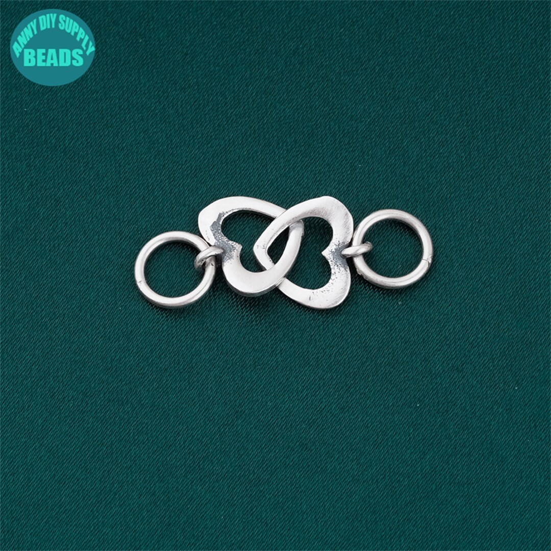 S999 Fine Silver Double Heart Connector: Friendship Bracelet Charm - Etsy