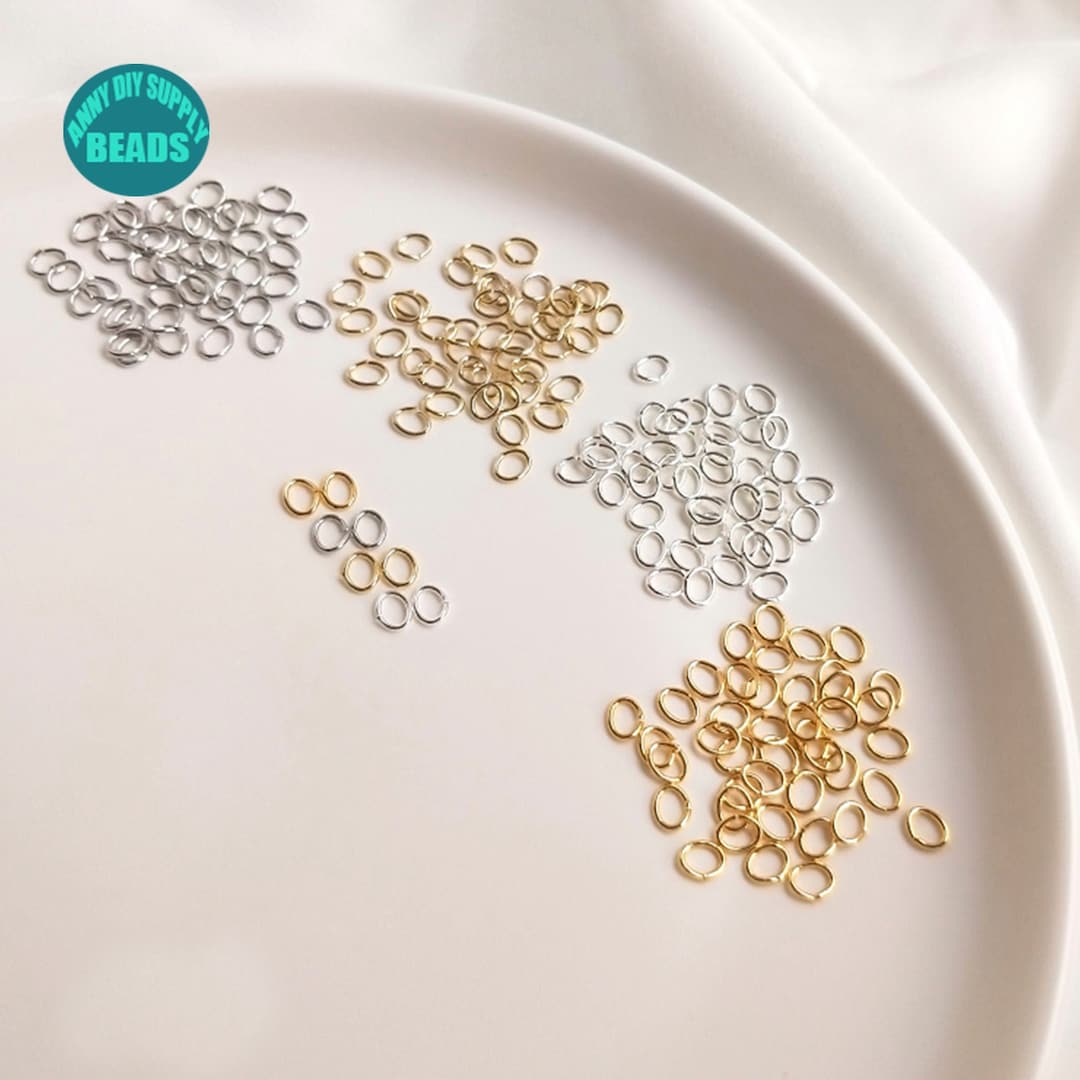 3/4/5mm 100pcs Gold Plated Titanium Steel Open Rings,gold Plated Oval ...