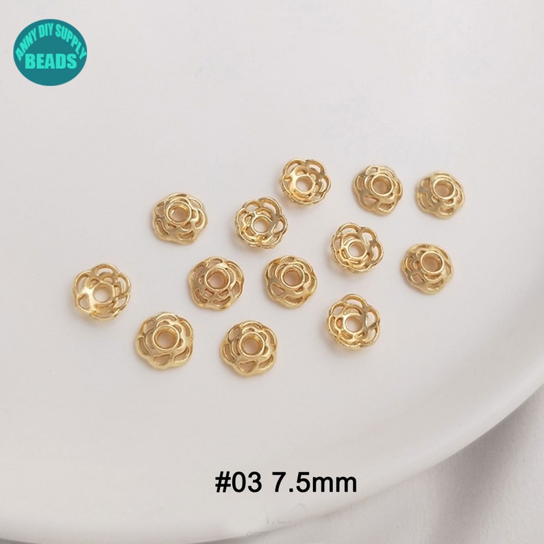 14K Real Gold Plated Brass Bead Caps,gold Bead Caps - Etsy