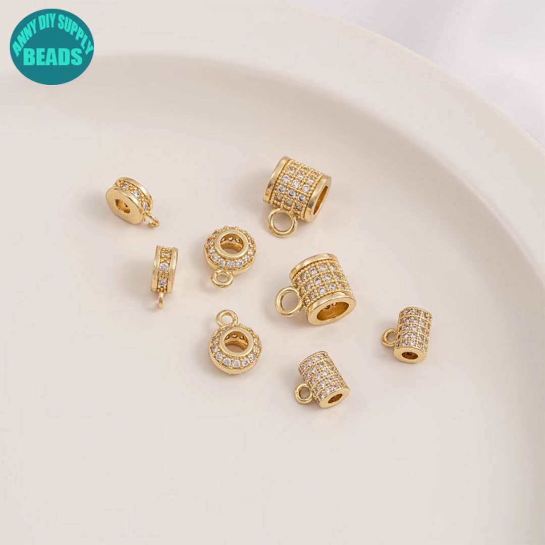 14k Gold Plated Bails,jewelry Bails,cz Paved Pendant Holder,gold Bails ...