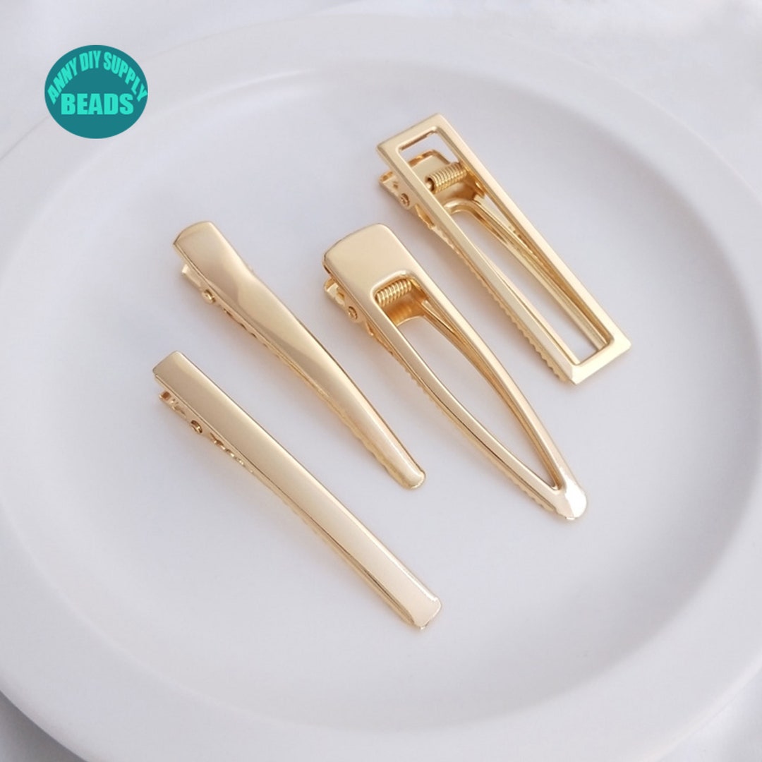 14K Real Gold Plated Hair Clip,hair Accessory Materials,diy Snap Clips ...