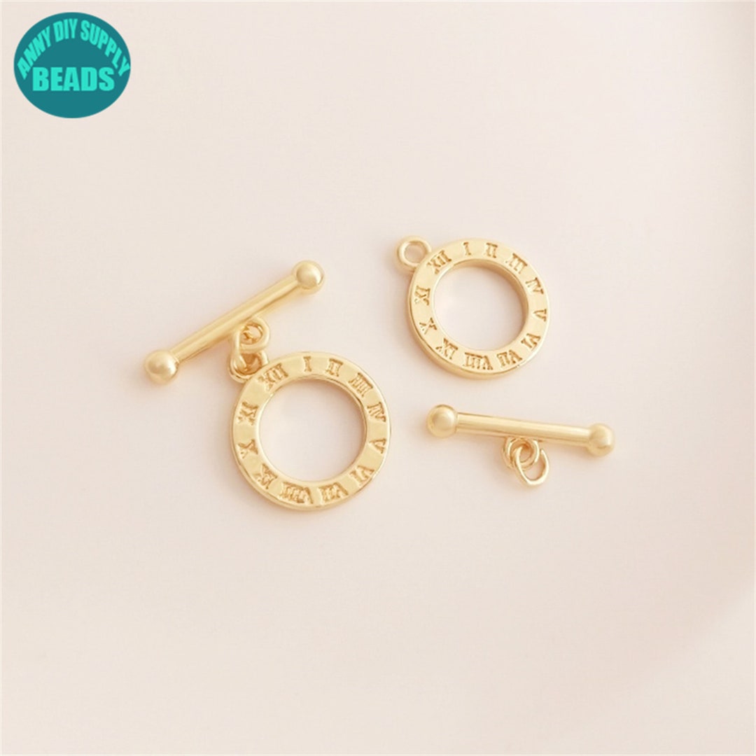 14k Gold Plated Brass Toggle Clasp,roman Numerals Ring OT Clasp,gold ...