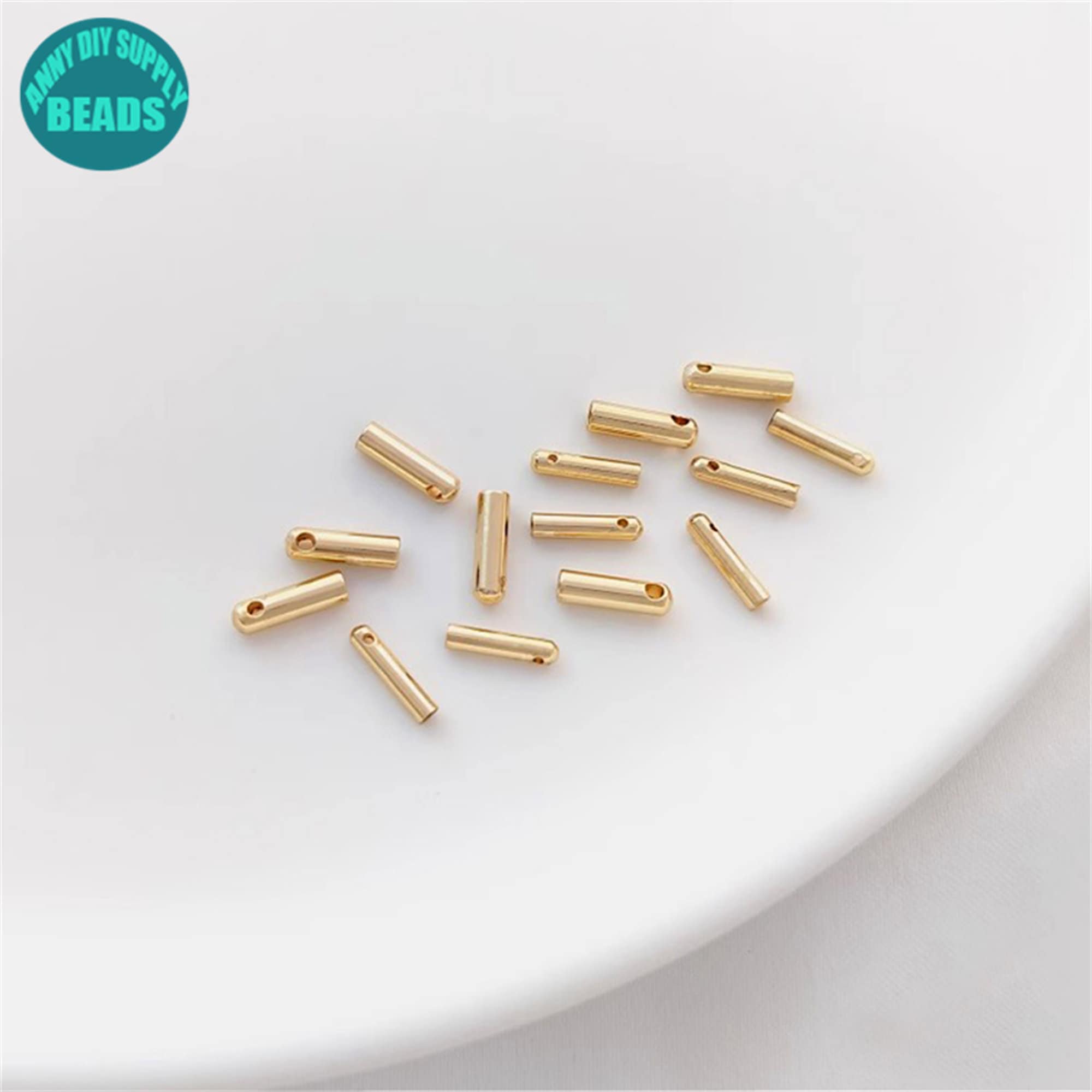 14K Gold Plated Cord End Caps: Brass Tube Chain Closure (1.5mm, 2.0mm ...