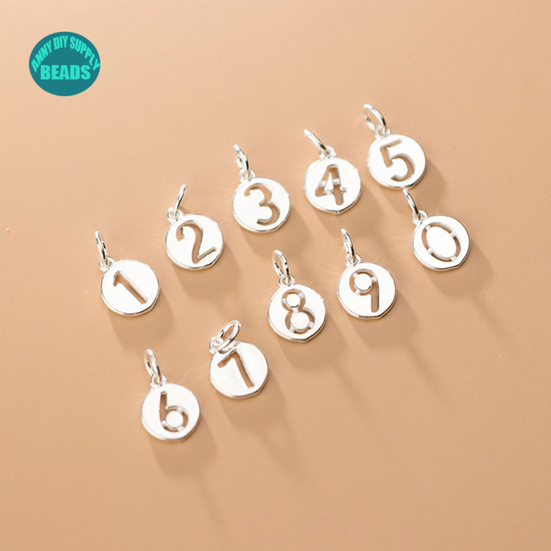 1PC S925 Sterling Silver Number Charm,silver Number Pendant,silver ...
