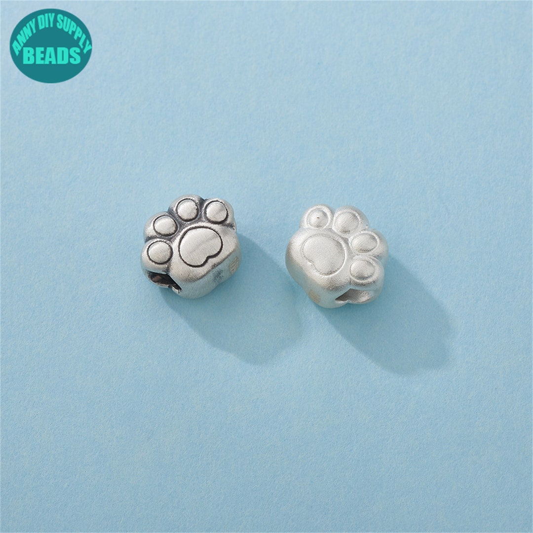 S999 Fine Silver Cat Paw Beads,silver Beads,sterling Silver Beads,focal ...