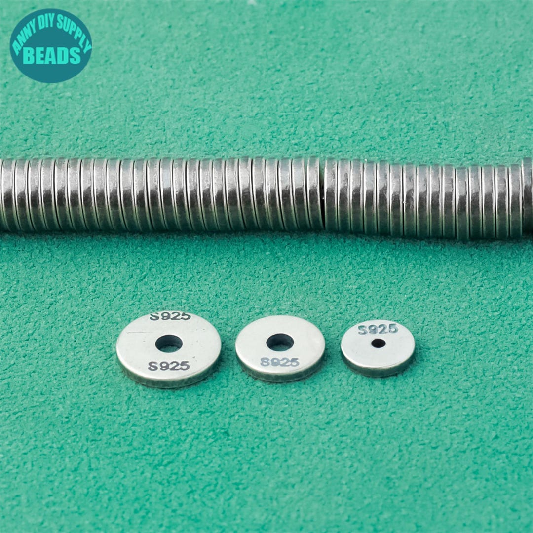 5/6/7mm S925 Solid Sterling Silver Thin Spacer Beads,slice Sterling Silver Beads,silver Spacer ...