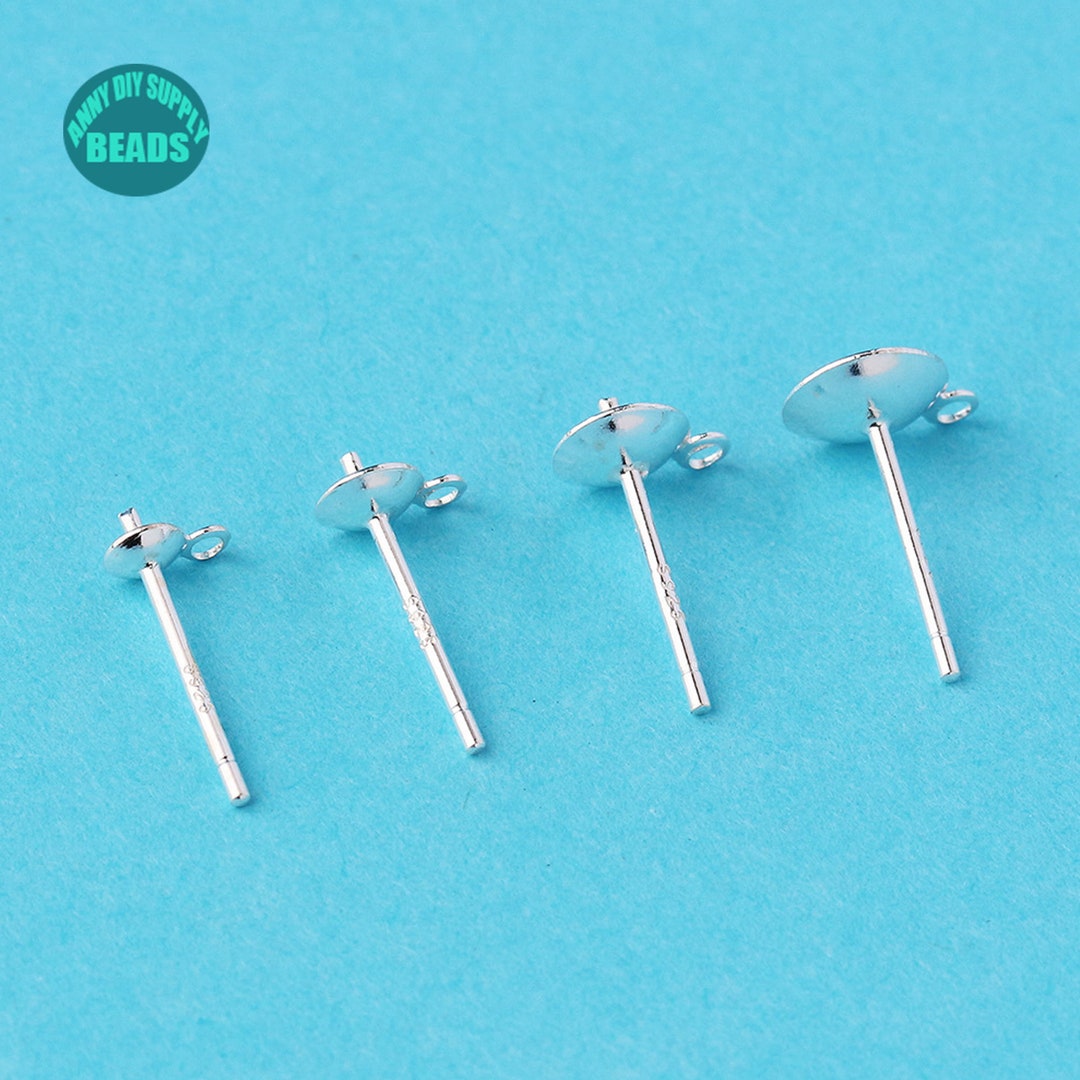 5/20/50pair Sterling Silver Earring Posts,earring Post With Loop,pearl ...