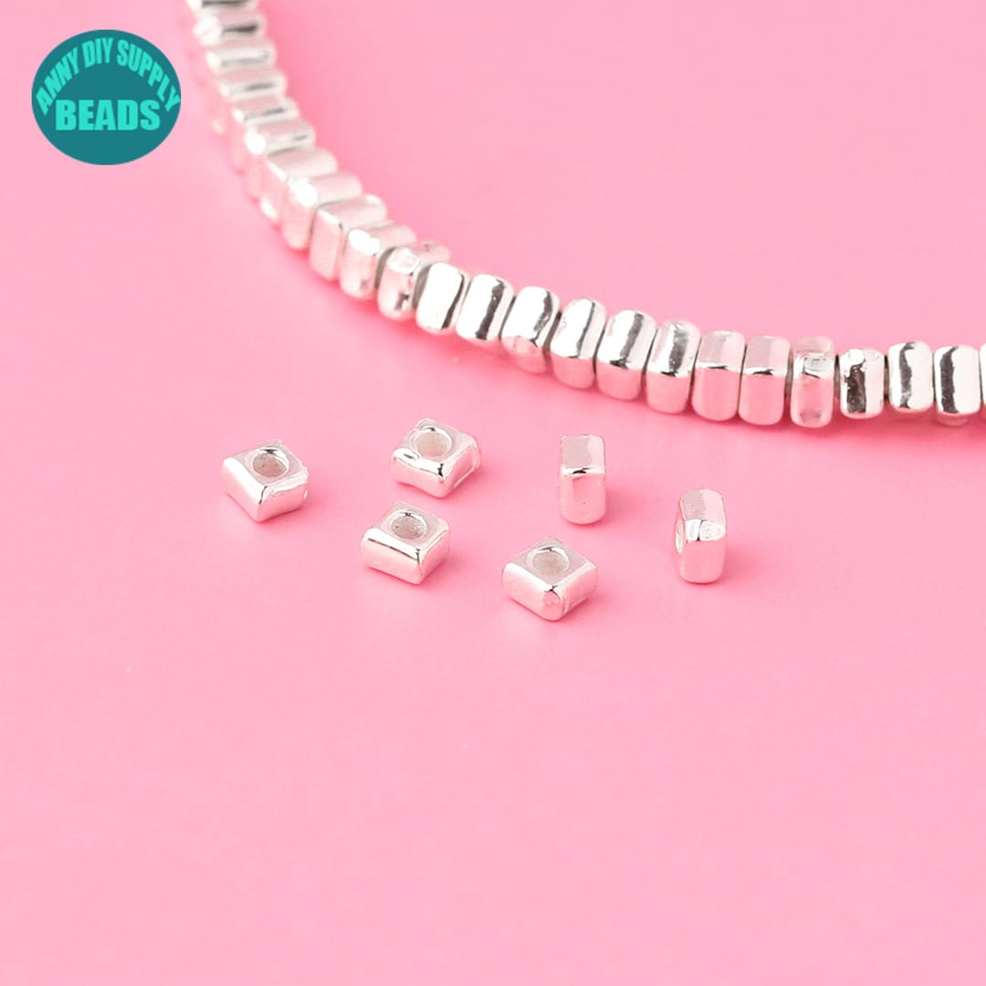 2.4mm S925 Sterling Silver Square Beads,silver Tiny Square Beads,tiny ...