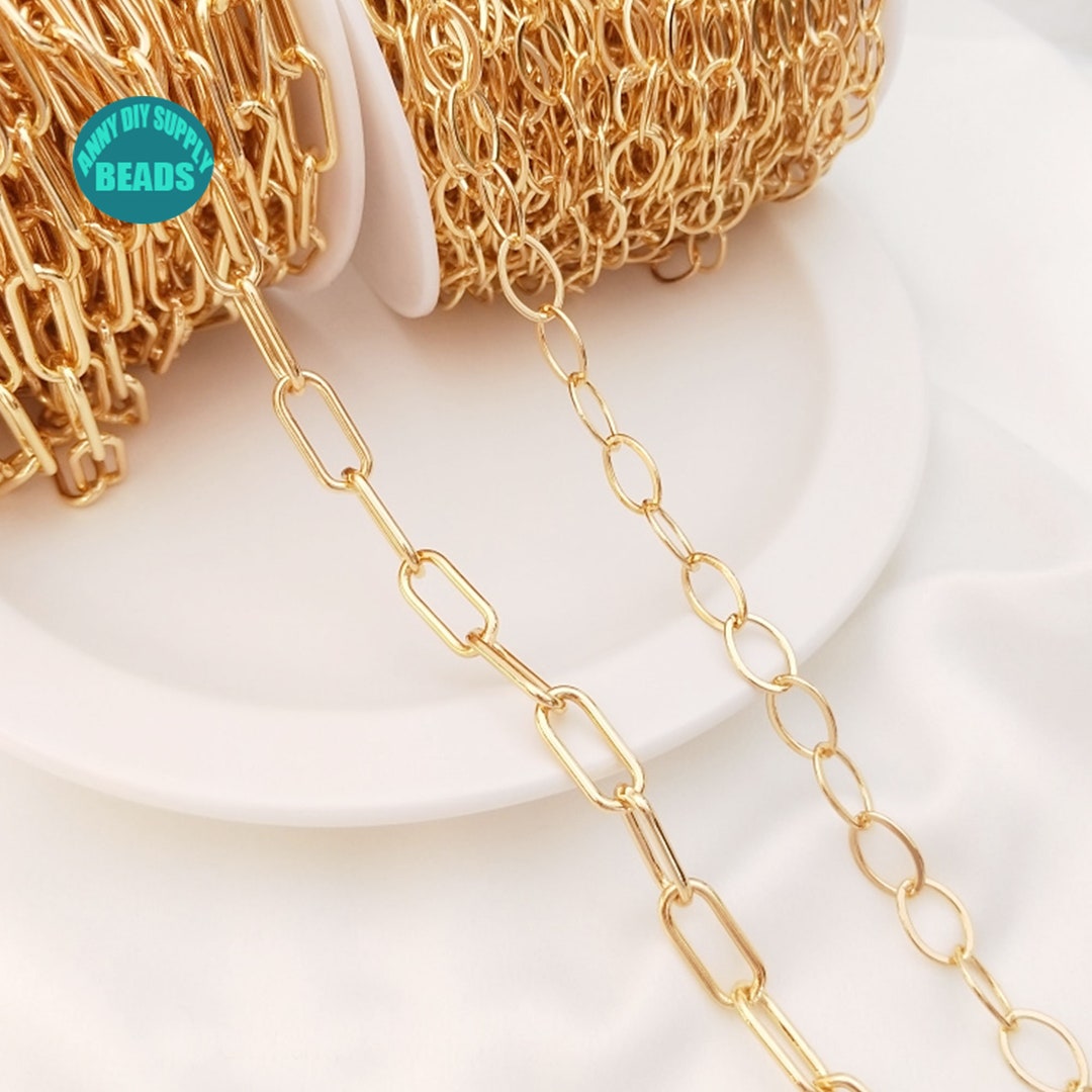 14K Real Gold Plating Chain,paperclip Chain,necklace Chain,cross Chain ...