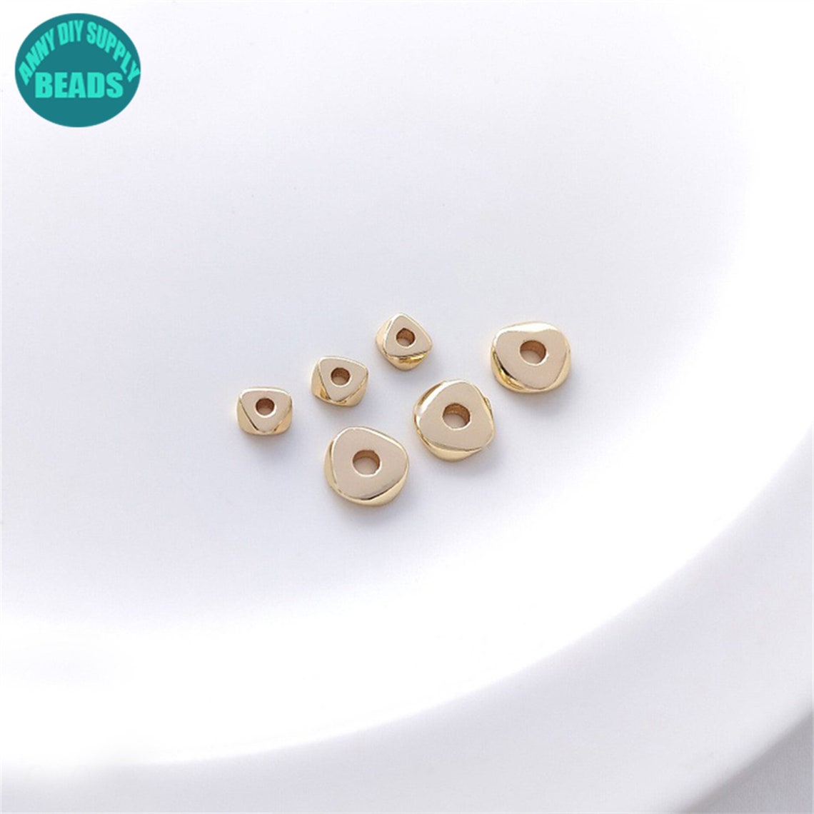 14k Gold Plated Brass Triangle Spacer Beads:bracelet Beads - Etsy