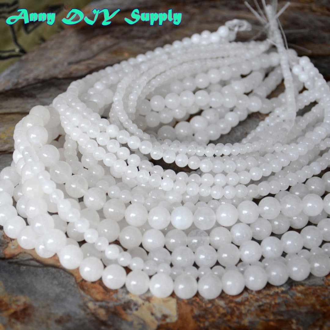 Natural Snow Quartz Beads,smooth Round Beads,white Snow Quartz Beads ...