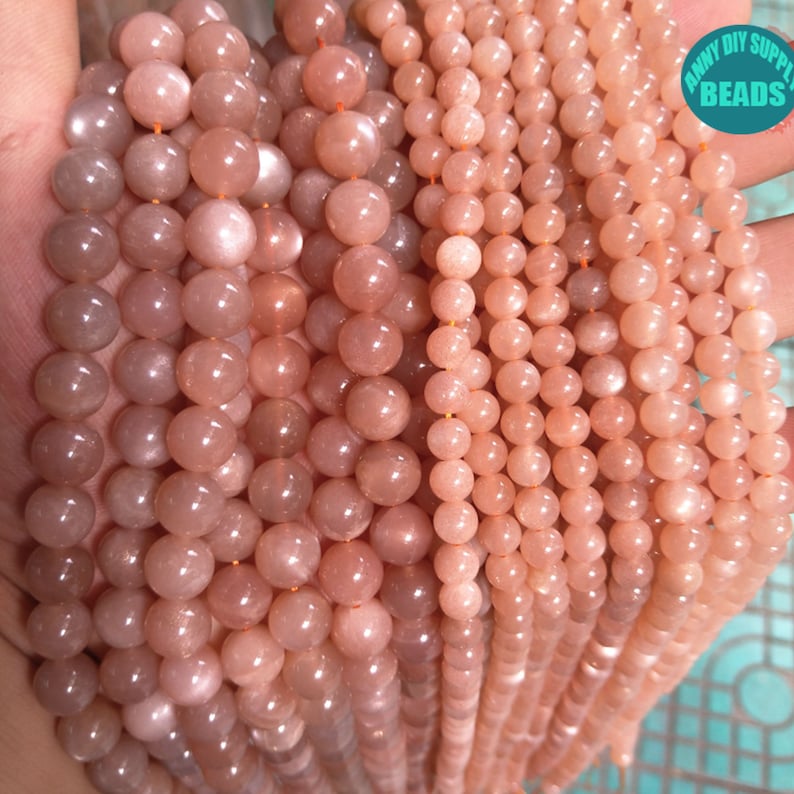 4/5/6mm 5A Grade Genuine Natural Sunstone Beads,orange Stone Beads ...