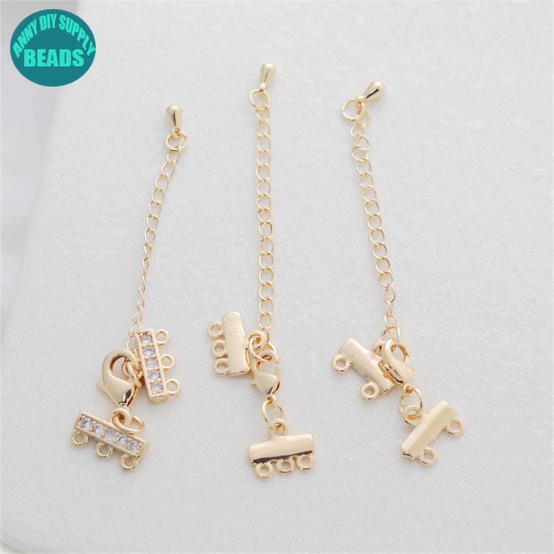 2/3 Loop 14K Real Gold Plated Bracelet End Connector Chain,bracelet ...