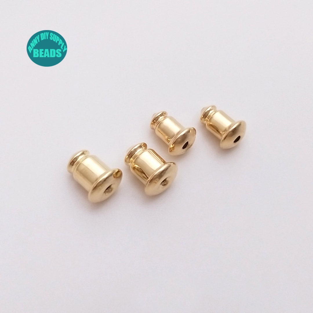 10/20/50 Pair 14K Gold Plated Brass Bullet Ear Backs,earring Backing ...