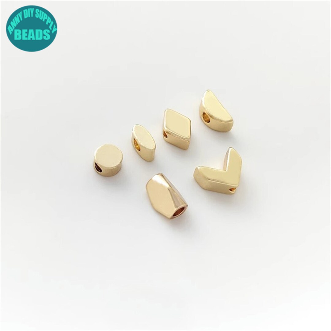 14k Gold Plated Geometry Beads,flat Round Beads,jewelry Making Supply ...