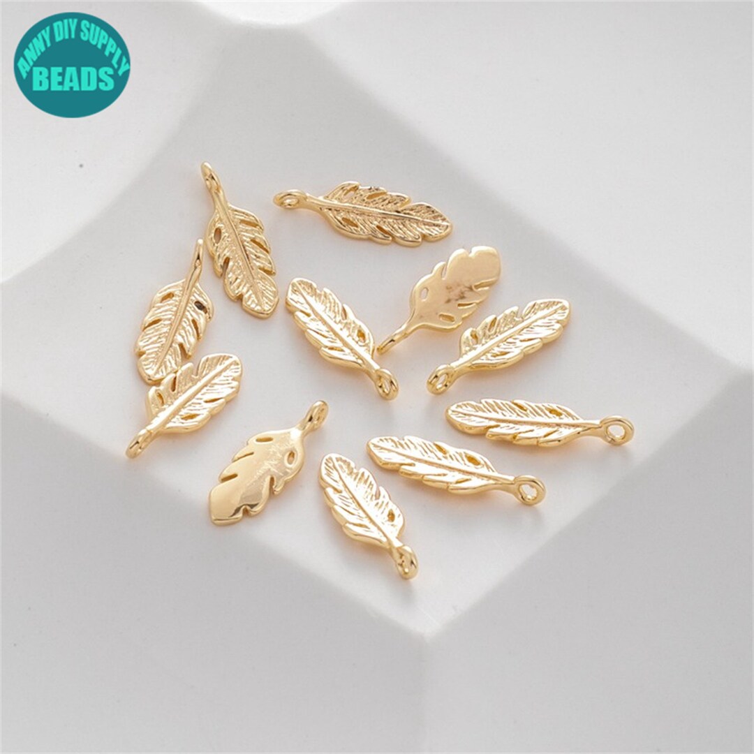 14k Gold Plated Tiny Leaf Charm,leaf Pendant,leaf Charm,earring Pendant,gold Leaf,wholesale ...