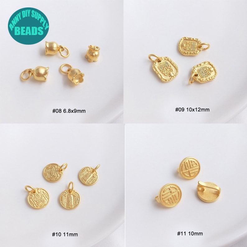 18k Matt Gold Plated Flower Charm,gold Charm,necklace Pendant,jewelry ...