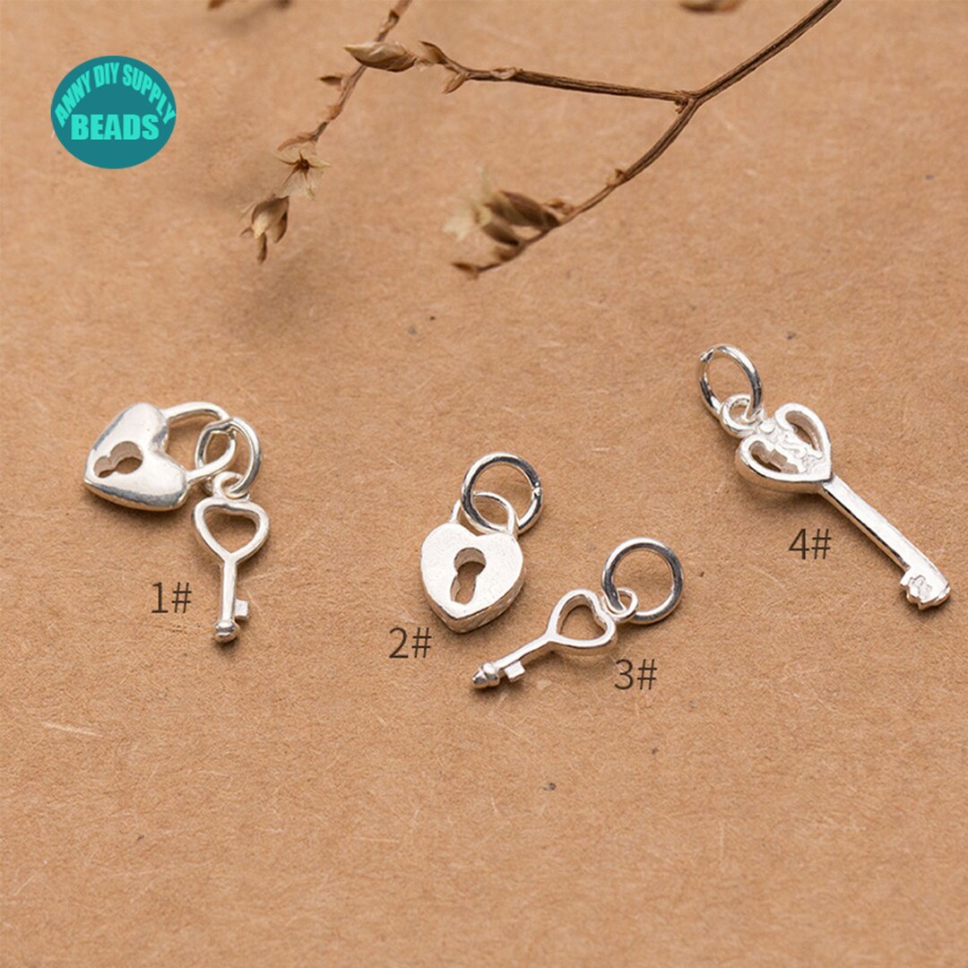 S925 Sterling Silver Charms,antique Silver Key Charms,bracelet Spacer ...