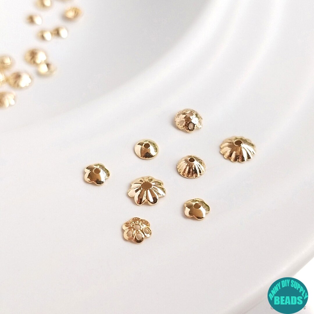 10/50/100PCS Real 14K Gold Plated Brass Bead Caps,brass Bead Caps,small ...