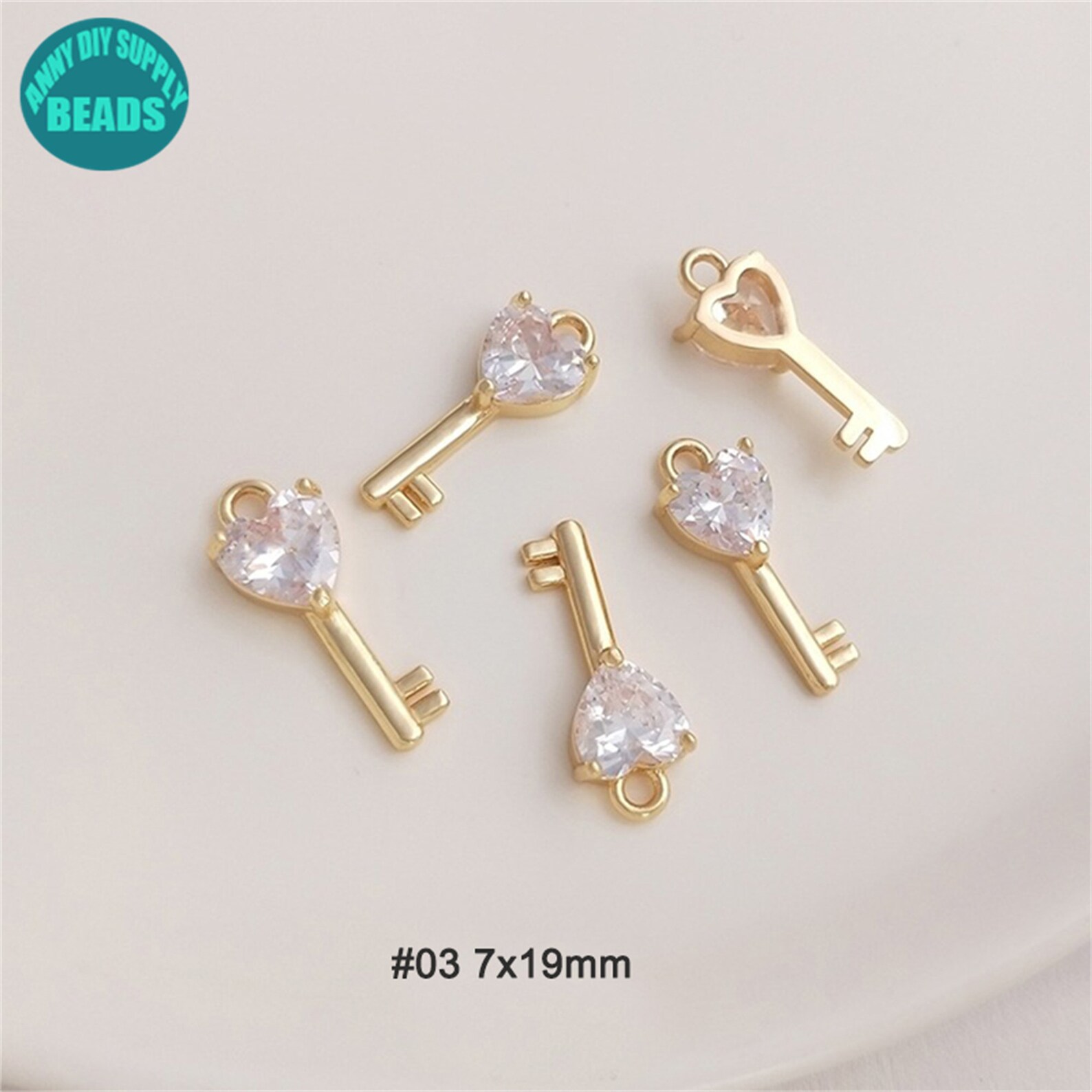 14k Gold Plated Key Charms,zircon Paved Lock and Key Charm,necklace ...