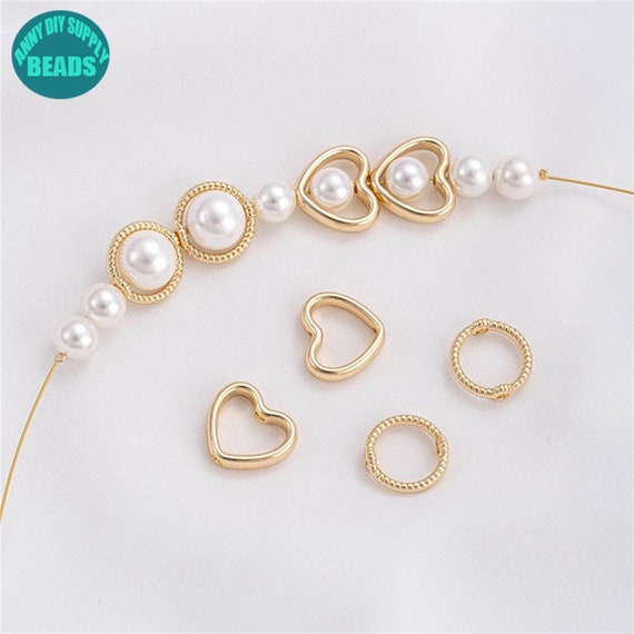 14K Gold Plated Beads Circle Frame circle Bead Frame heart Bead Frame heart Beads bracelet Making Supply Etsy UK