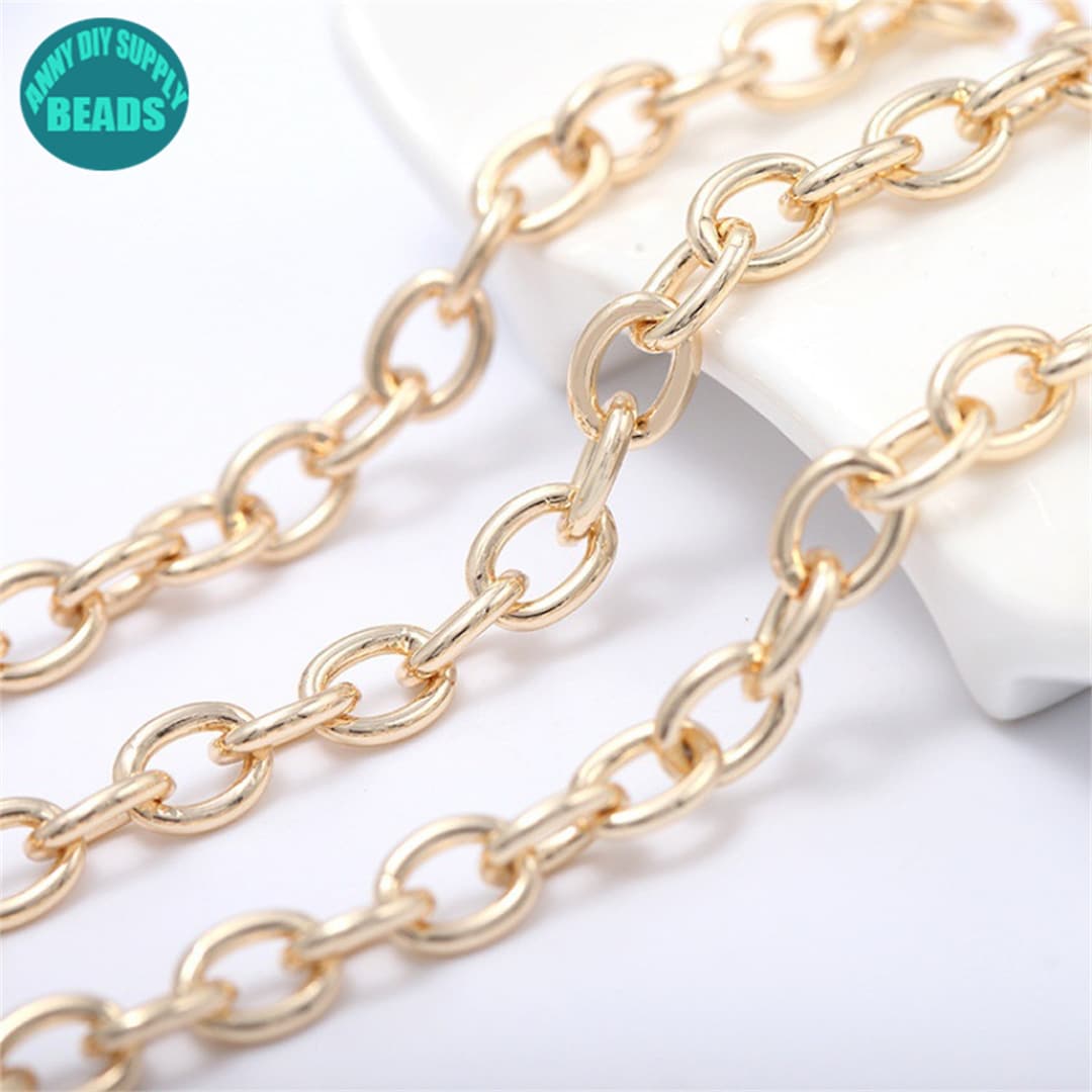 14K Gold Plated Brass O-chain: Thick Necklace Chain by Meter (6x8mm) - Etsy