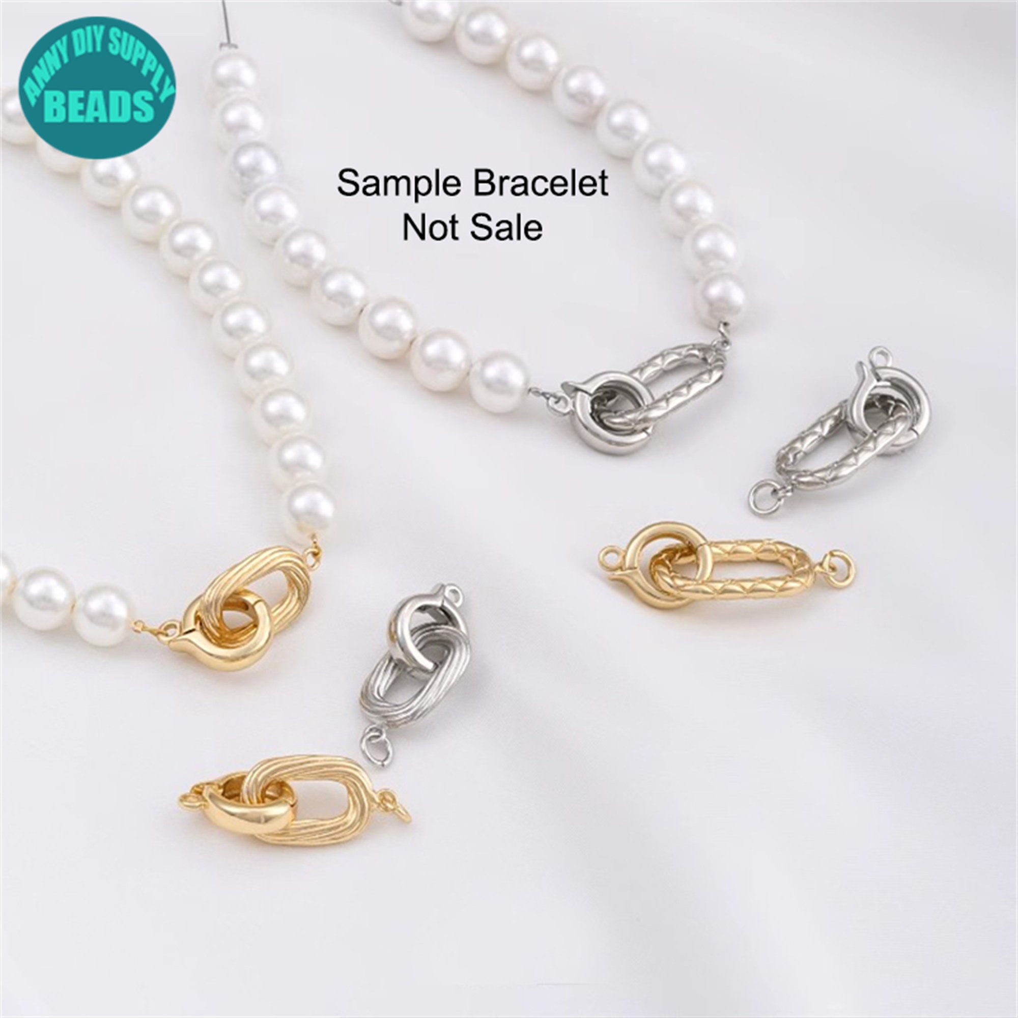14K Real Gold Plated Brass Pearl Clasp,oval Clasp,twisted Clasp,pearl ...