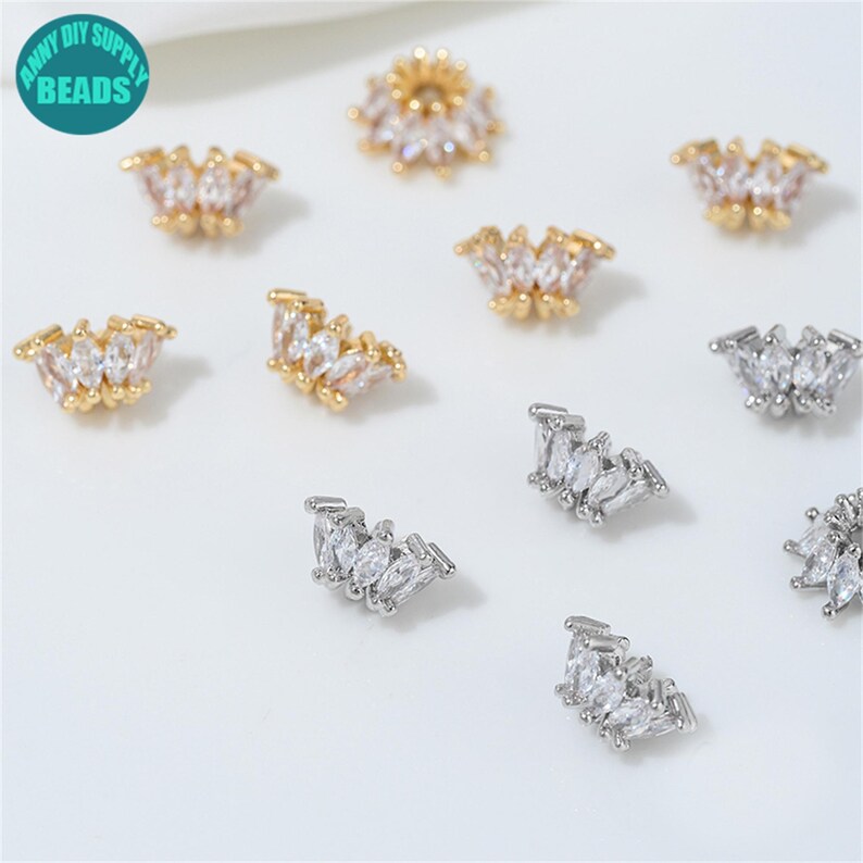 14K Gold Plated Beads,cz Paved Lotus Beads,flower Cap Beads,diy Jewelry ...
