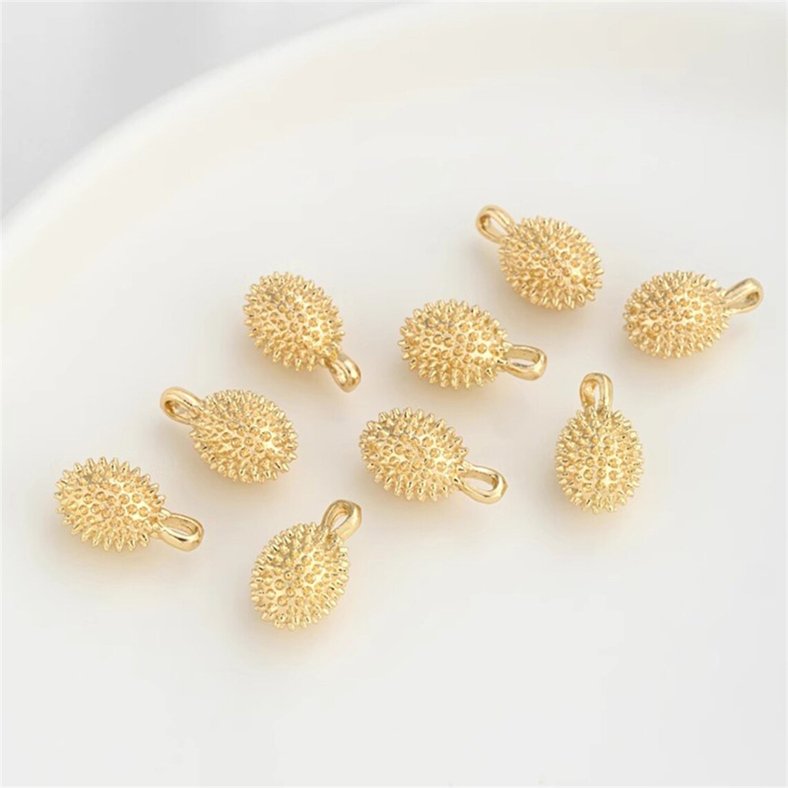 14k Gold Plated Brass Durian Charm,fruit Pendant,gold Charm,bracelet ...