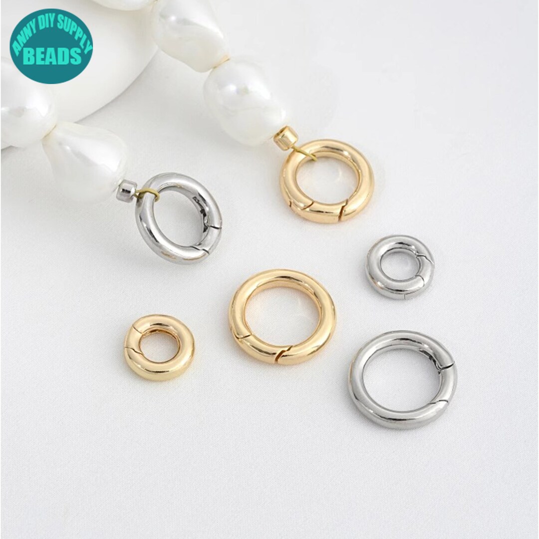 10/14/16mm 14K Gold Plated Round Circle Spring Clasp,jewelry Making ...