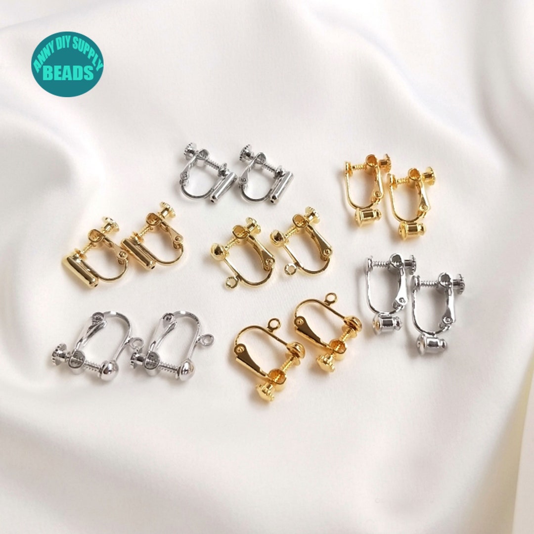 14K Real Gold Plated Screw Back Earring Clips,lever Back Earring Clips ...