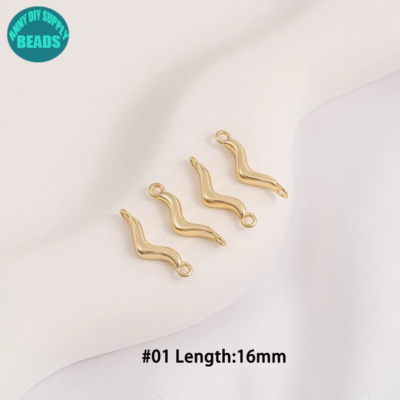 14K Gold Plated Brass Water Wave Connector,earring Connector,jewelry ...