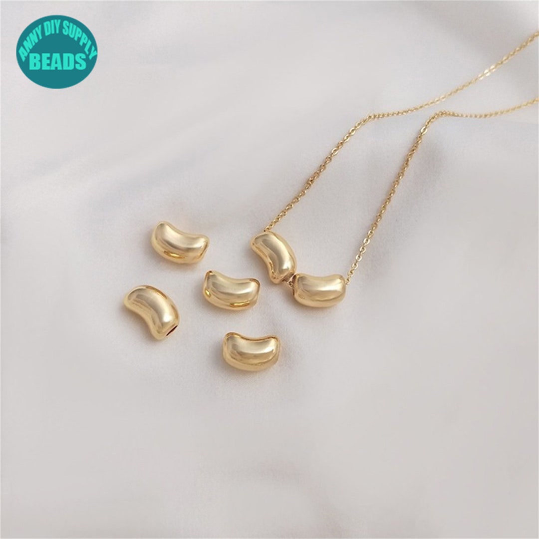 14K Gold Plated Bean Beads,lucky Beads,necklace Pendant,necklace Charm,jewelry Pendant,gold ...