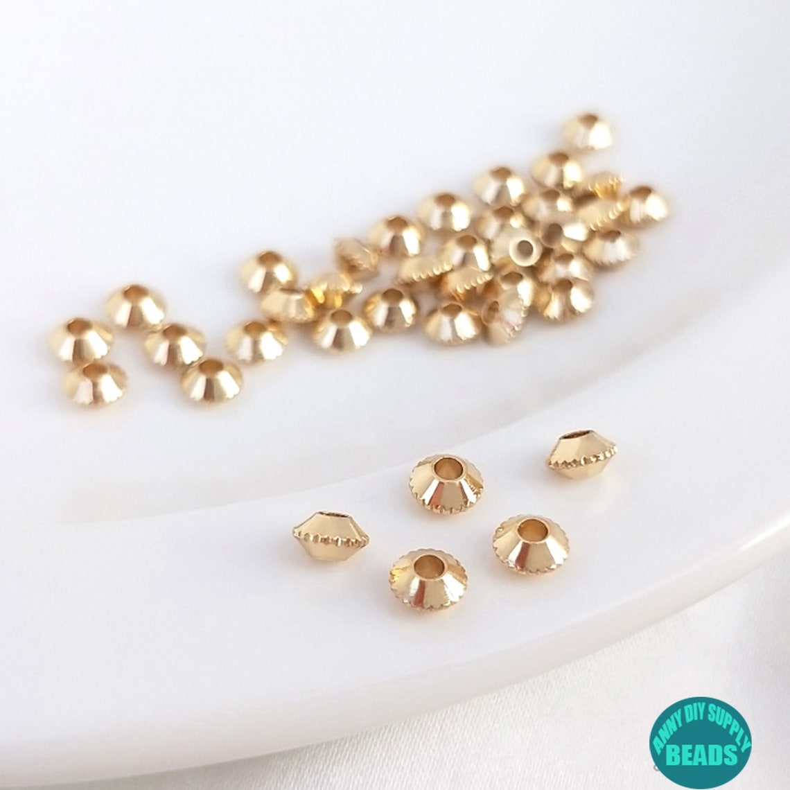 10/50/100pcs 4mm 14K gold Plated Rondelle BeadsGold plated | Etsy