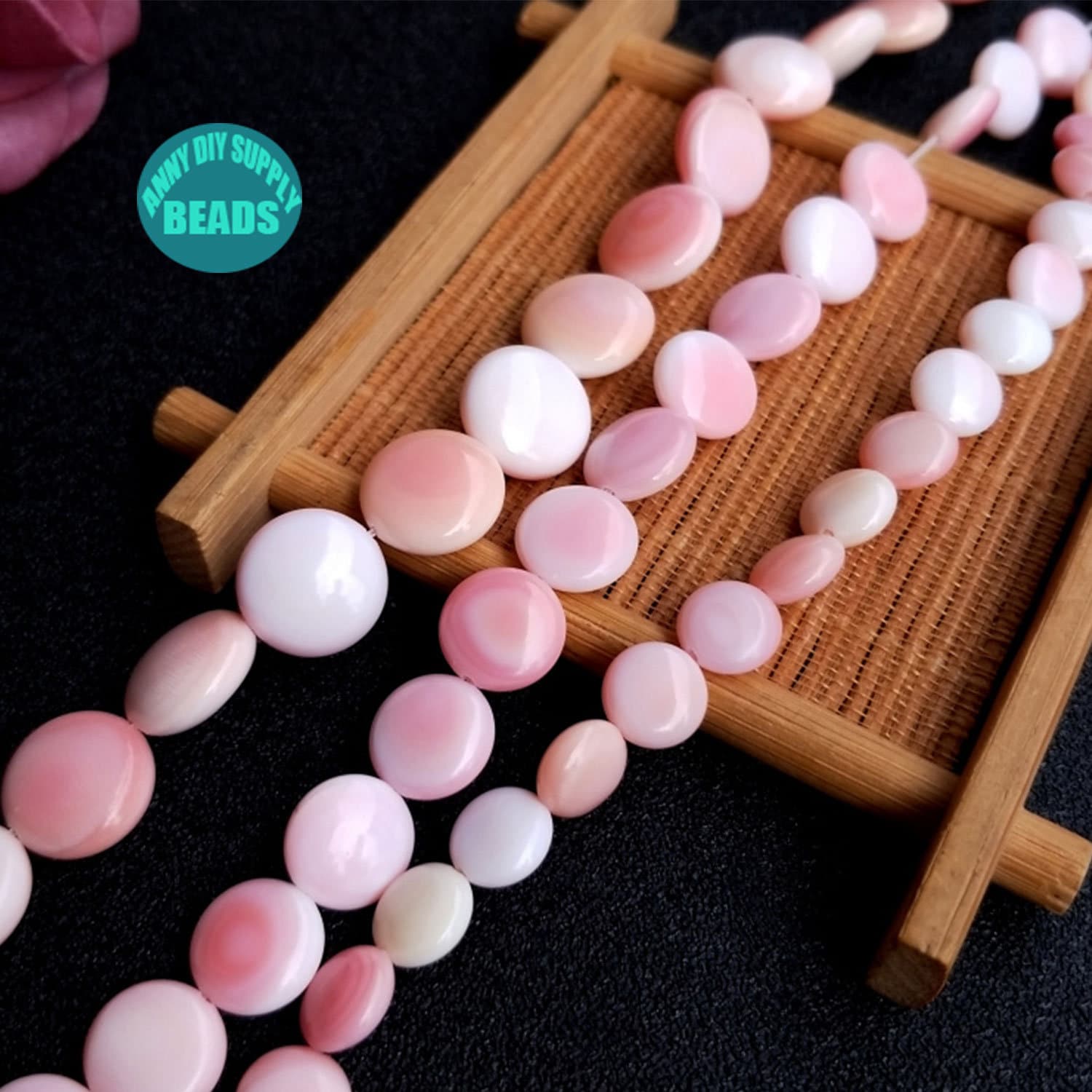 Pink Queen Conch Shell Beadspink Shell Coin Beadsnatural | Etsy