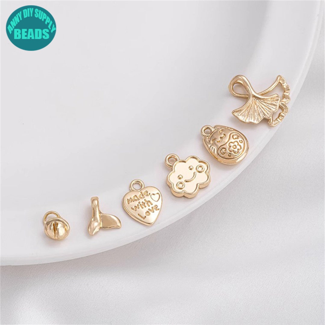 14K Gold Plated Kawaii Cute Charm,earring Charm,heart Charm,whale Tail ...