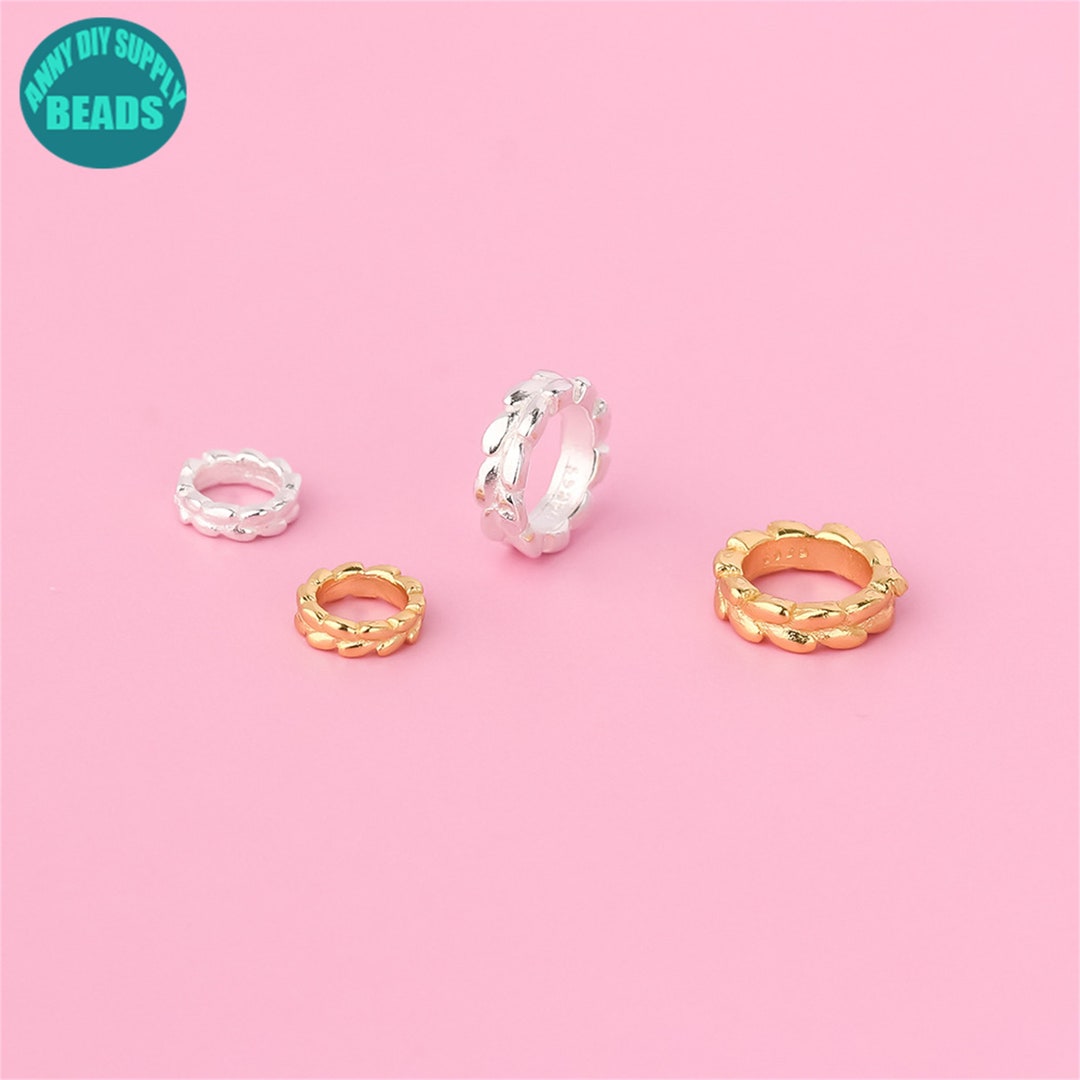 S925 Sterling Silver Wheat Ear Circle Bead Spacers,bracelet Spacer ...