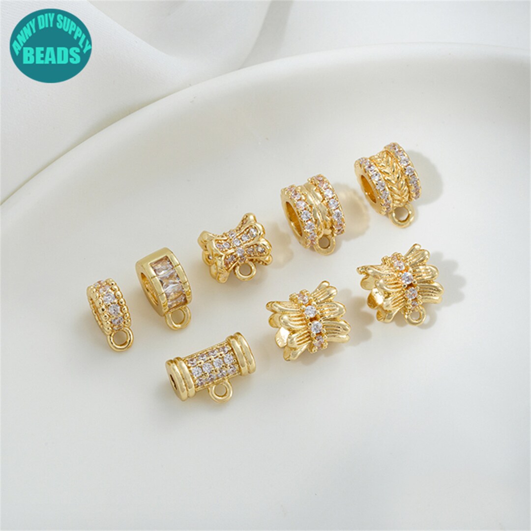 14k Gold Plated Charm Bails: CZ Paved Pendant Holder - Etsy