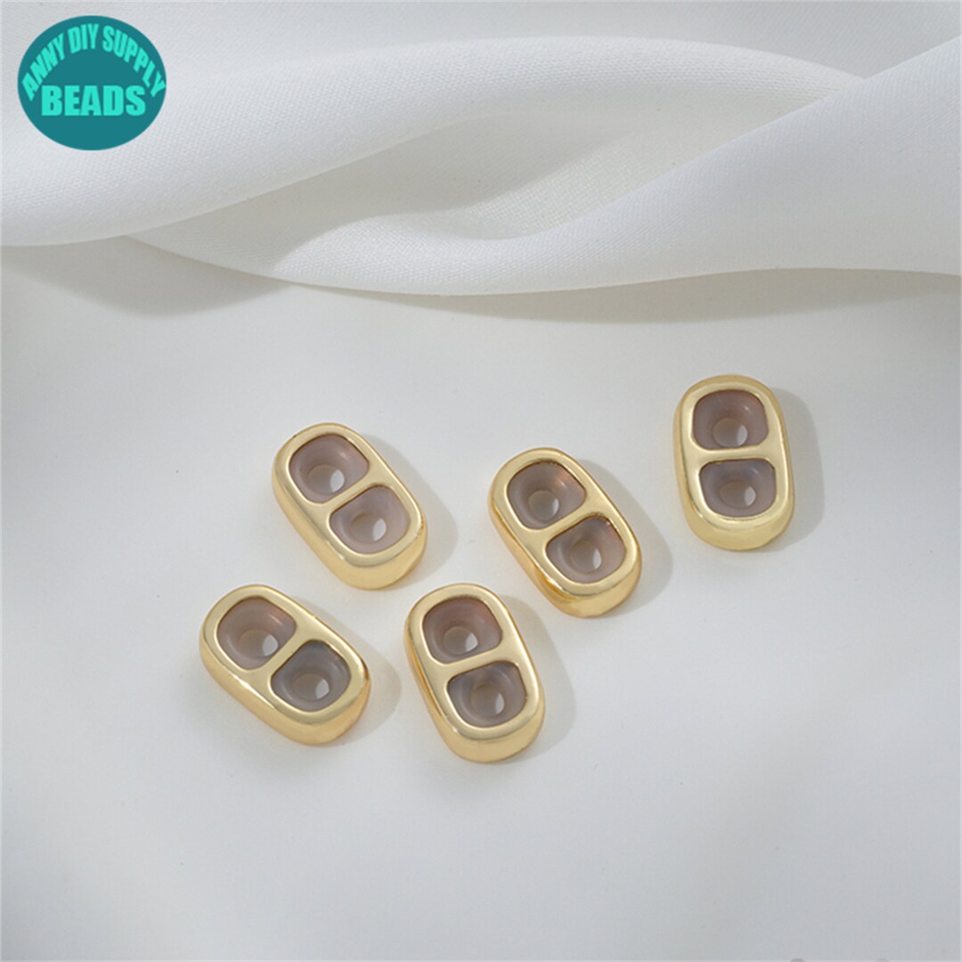 14K Gold Plated Brass Sliding Adjustable Rubber Stopper Beads,double ...