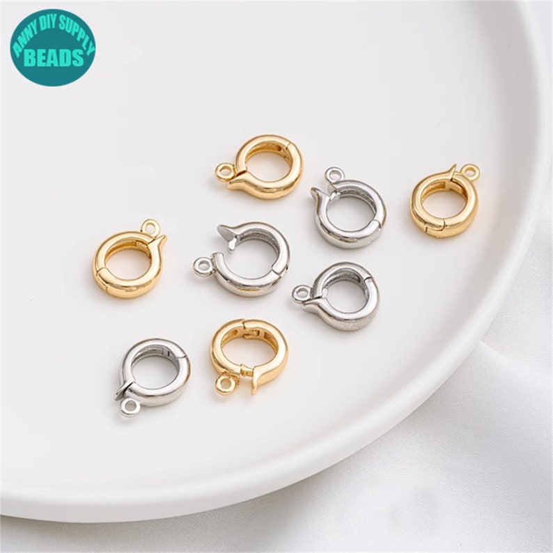 14K Gold Plated Brass Circle Clasp,necklace Clasp,pearl Bracelet Buckle ...