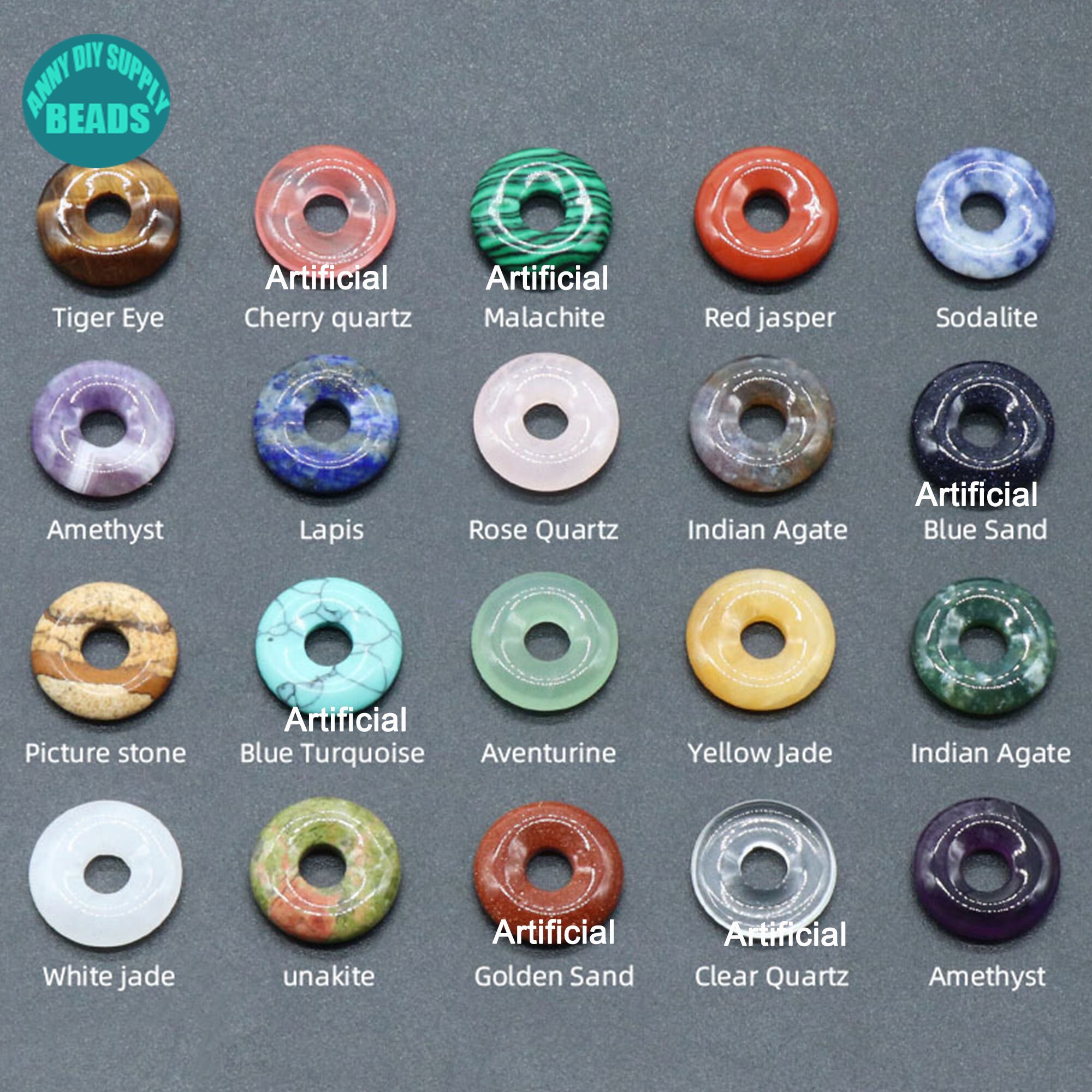 18mm Donut Gemstone Beads,natural Gemstone Beads,large Hole Donut ...