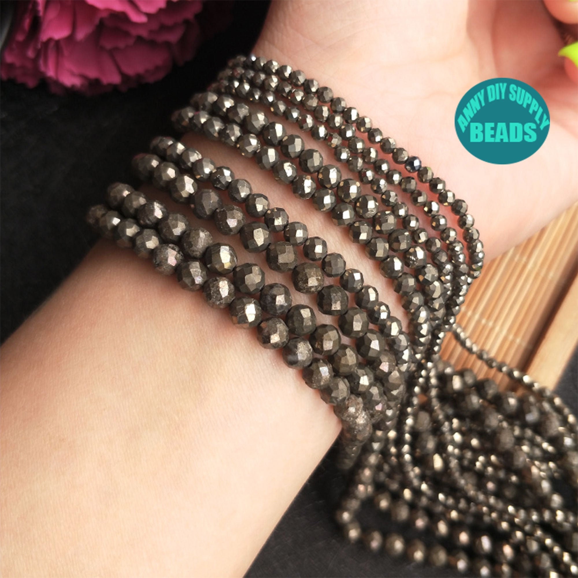 3/4/5/6mm Pyrite Faceted Beads Genuin Natural Gold Pyrite - Etsy