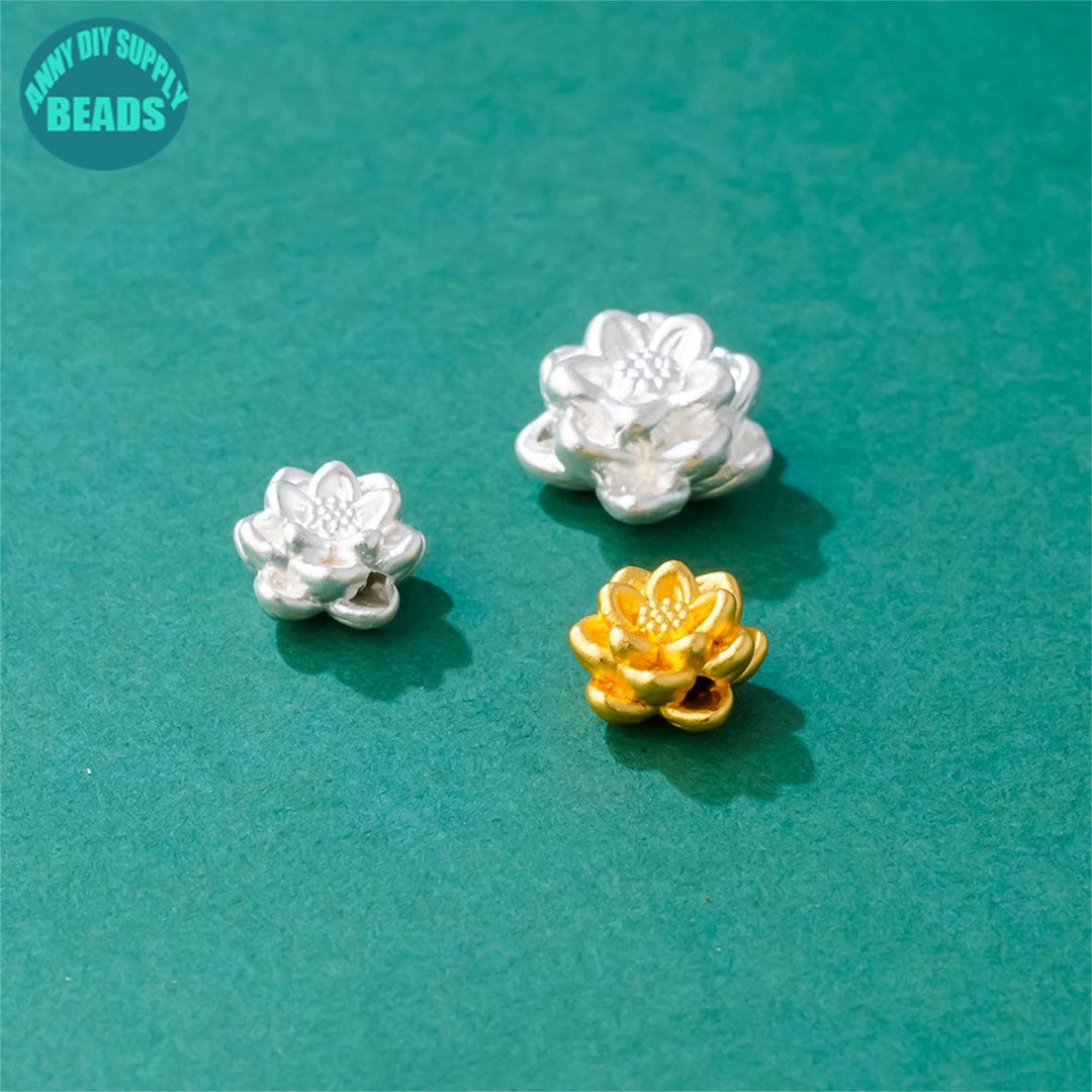 9/12mm S999 Fine Silver 3D Lotus Beads,lotus Beads,silver Spacer Beads ...