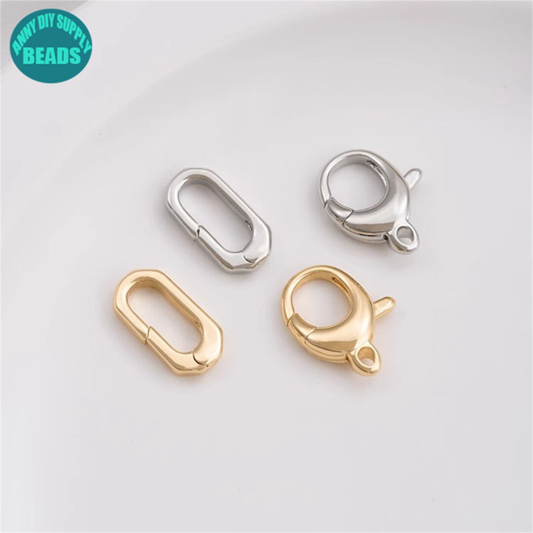 14K Gold Plated Lobster Clasp,o Shape Lobster Clasp,rectangle Clasp ...
