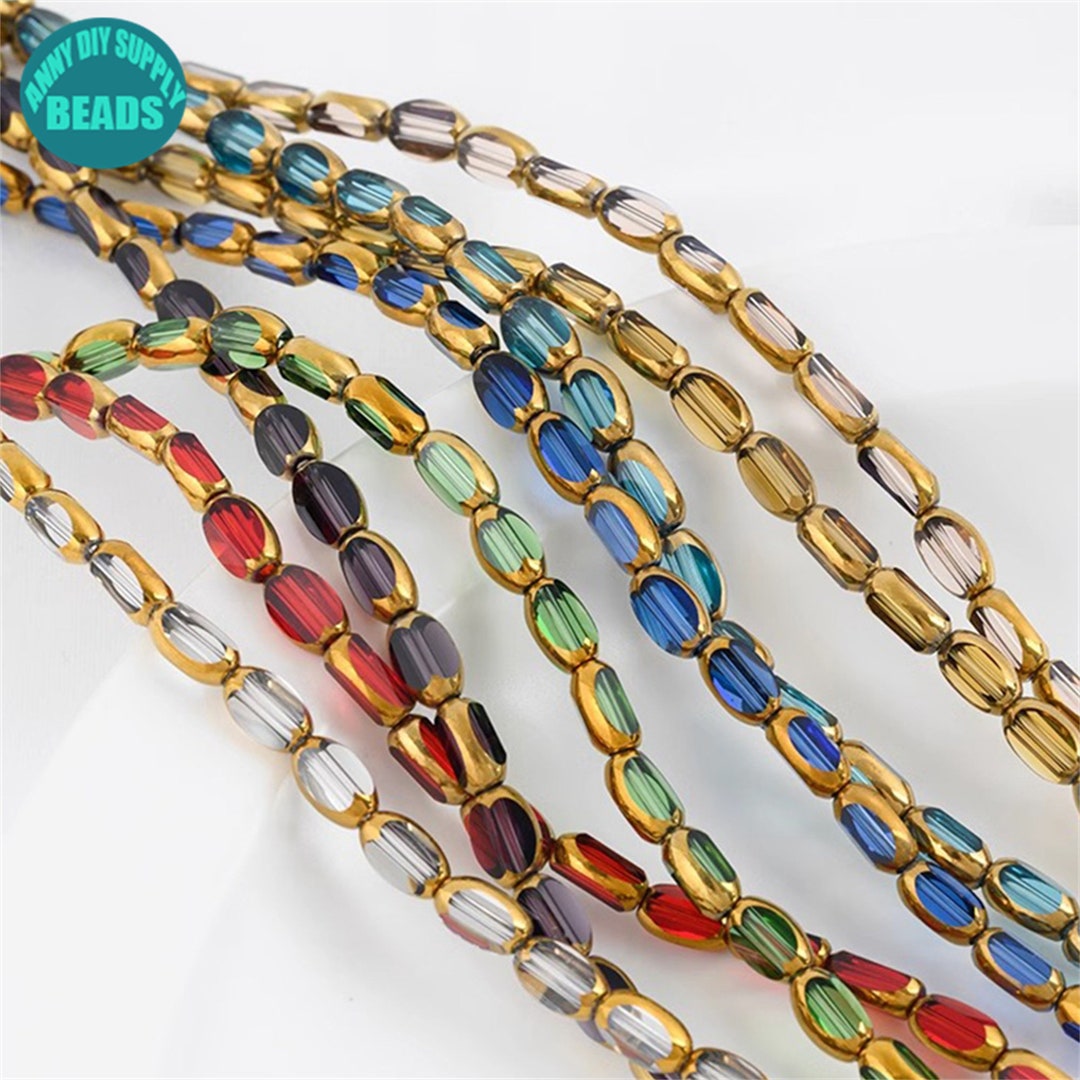 Transparent Color Faceted Glass Rice Beads,glass Beads,oval Beads ...