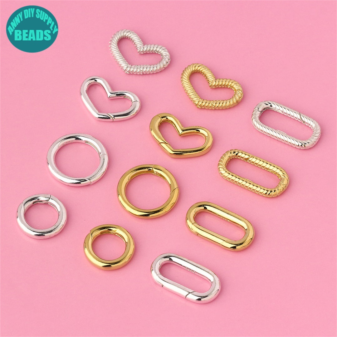 S925 Sterling Silver Circle Clasp,spring Clasp,bracelet Clasp,heart ...