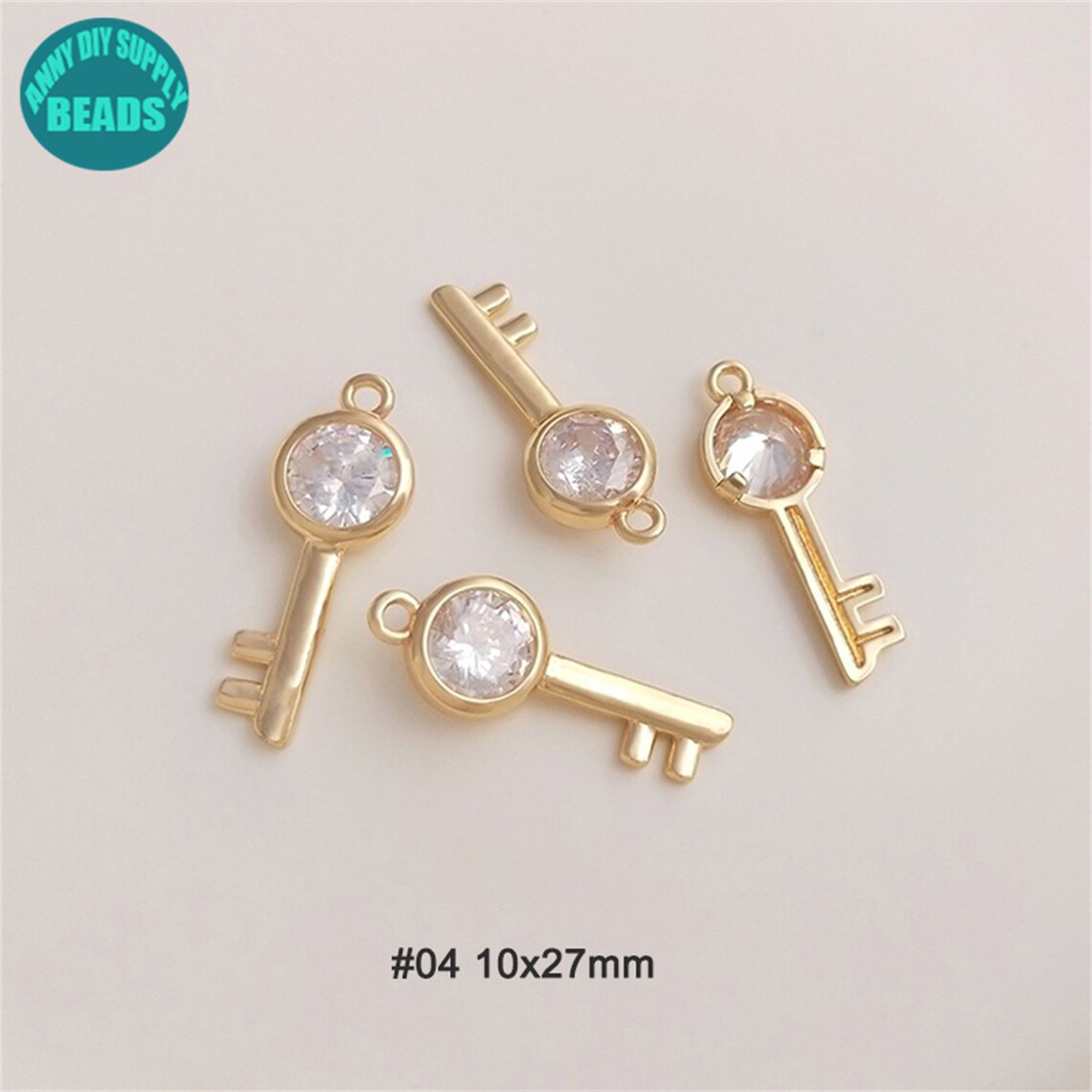 14k Gold Plated Key Charms,zircon Paved Lock and Key Charm,necklace ...