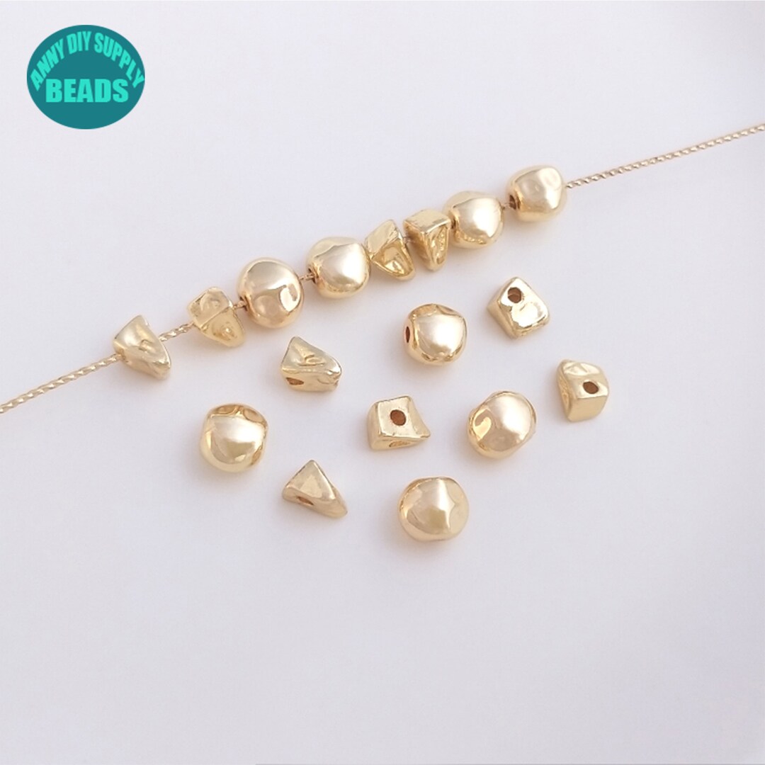 14k Gold Plated Beads,irregular Shape Gold Bead,bracelet Beads,brass ...